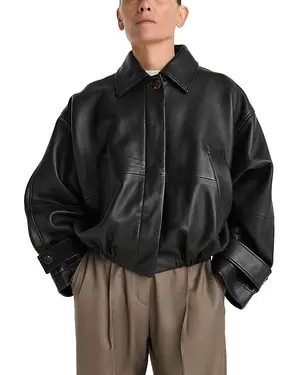 RÓHE Leather Blouson Jacket - Black