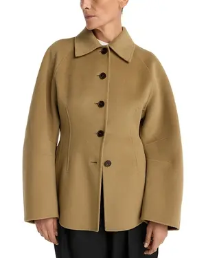 RÓHE Double Faced Sculptural Wool Blend Jacket - Camel
