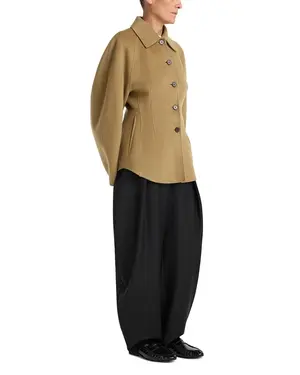 RÓHE Double Faced Sculptural Wool Blend Jacket - Camel