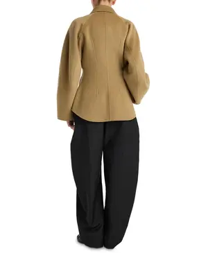 RÓHE Double Faced Sculptural Wool Blend Jacket - Camel