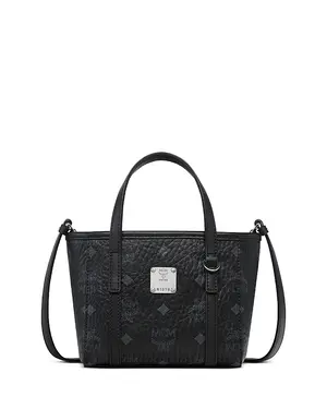 Mcm Toni Mini Visetos Canvas Shopper Bag - Black