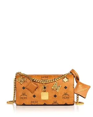 Mcm Aren Mini Visetos Canvas Crossbody - Cognac