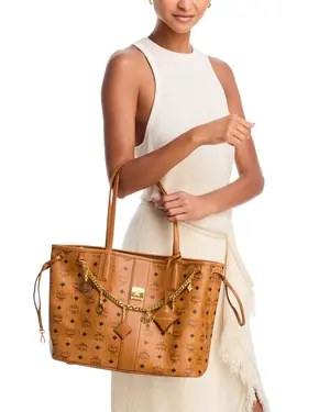 Mcm Liz Visetos Canvas Shopper Bag - Cognac