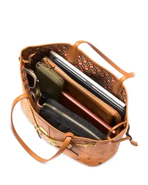 Mcm Liz Visetos Canvas Shopper Bag - Cognac