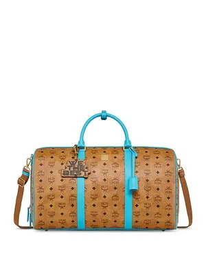Mcm Collection X Wtb Allover Logo Large Weekender Bag - Cognac