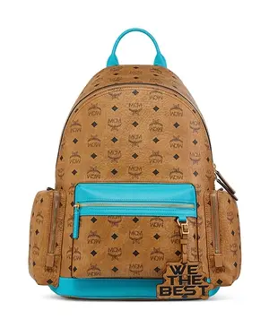Mcm Collection X Wtb Allover Logo Backpack - Cognac