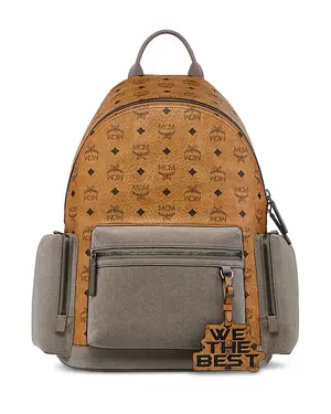 Mcm Collection X Wtb Allover Logo Backpack - Cognac