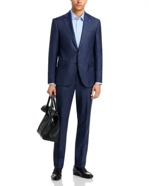 JACK VICTOR Esprit Regular Fit Melange Tonal Windowpane Suit - Blue