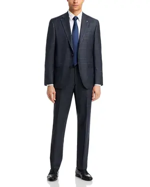 JACK VICTOR Esprit Regular Fit Melange Tonal Windowpane Suit - Grey