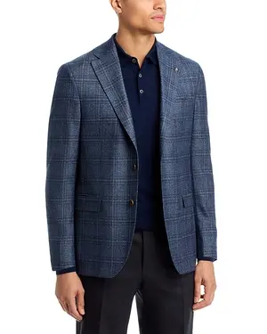 JACK VICTOR Midland Regular Fit Tonal Plaid Wool Sport Coat - Blue