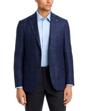 JACK VICTOR Midland Regular Fit Windowpane Plaid Wool Sport Coat - Navy