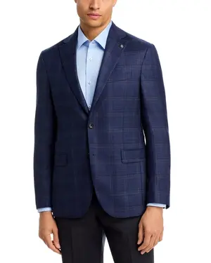 JACK VICTOR Midland Regular Fit Windowpane Plaid Wool Sport Coat