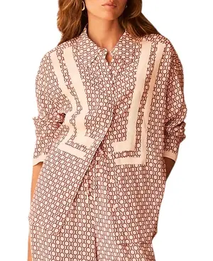 Mint Velvet Geo Print Classic Shirt - Red