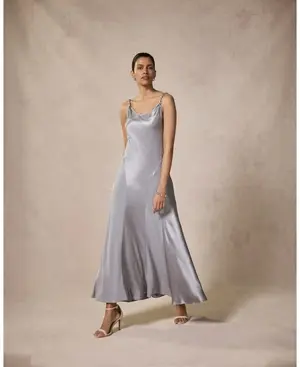 Mint Velvet Metallic Satin Midi Slip Dress