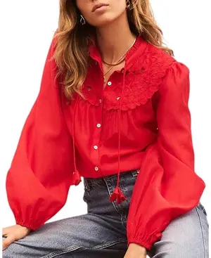 Mint Velvet Floral Detail Cutwork Blouse