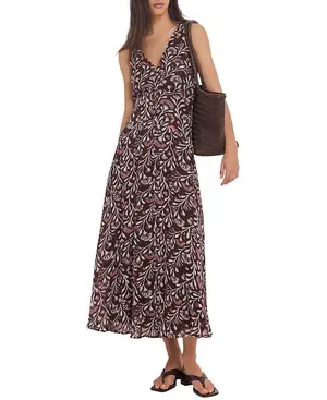 Mint Velvet Sleeveless Floral Print Maxi Dress - Brown