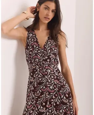 Mint Velvet Sleeveless Floral Print Maxi Dress - Brown