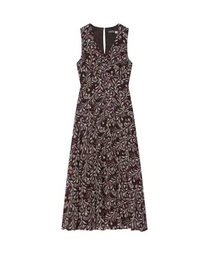 Mint Velvet Sleeveless Floral Print Maxi Dress - Brown
