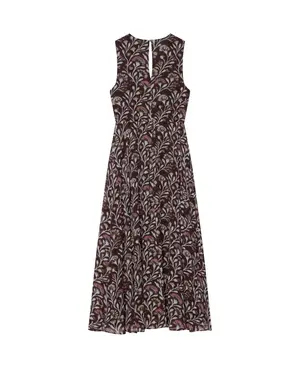 Mint Velvet Sleeveless Floral Print Maxi Dress - Brown