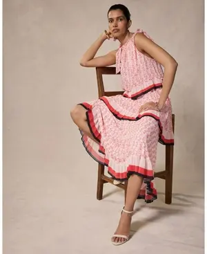 Mint Velvet Printed Tiered Halterneck Midaxi Dress