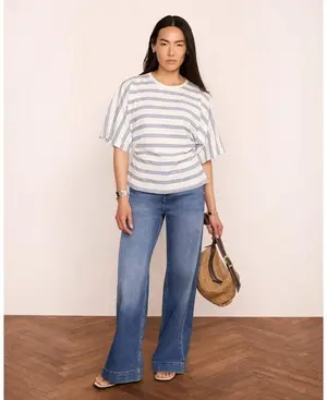 Mint Velvet Cotton Stripe Batwing T-shirt