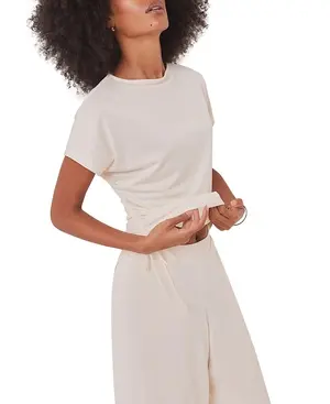 Mint Velvet Jersey Ruched Tie Detail Top - Ivory
