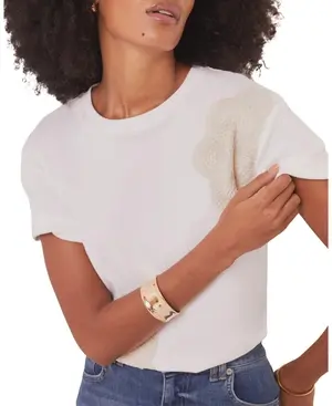 Mint Velvet Cotton Crochet Detail T-shirt