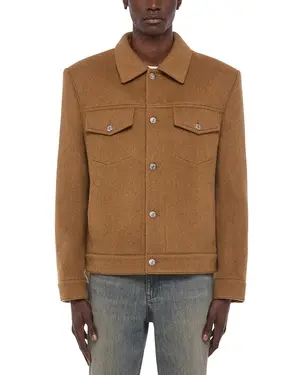 Helmut Lang Hairy Wool Blend Trucker Jacket - Dark Camel