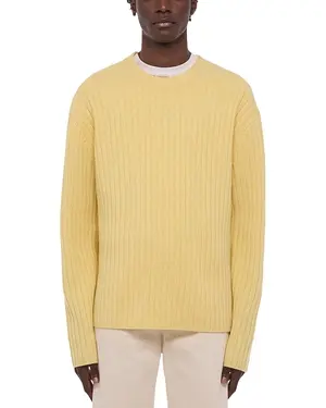 Helmut Lang Ribbed Crewneck Rustic Wool Sweater - Sunlight