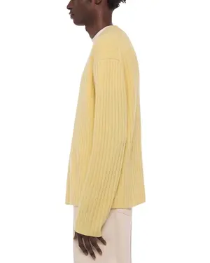 Helmut Lang Ribbed Crewneck Rustic Wool Sweater
