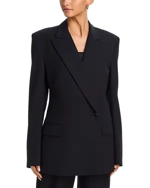 Helmut Lang Belted Asymmetrical Button Blazer - Black