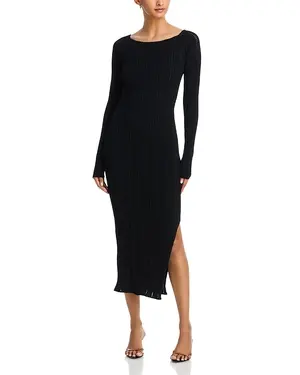 Helmut Lang Ribbed Midi Dress With Slit
