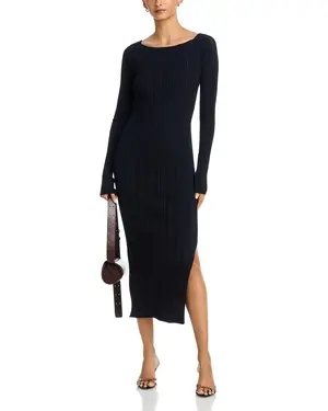 Helmut Lang Ribbed Midi Dress With Slit