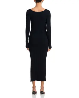 Helmut Lang Ribbed Midi Dress With Slit