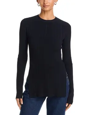Helmut Lang Rib Slit Crewneck Top - Black