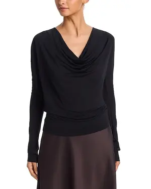 Helmut Lang Cowl Neck Long Sleeve Top - Black