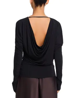 Helmut Lang Cowl Neck Long Sleeve Top - Black