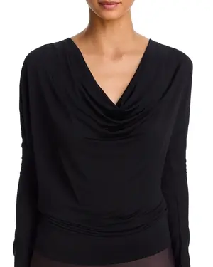 Helmut Lang Cowl Neck Long Sleeve Top - Black