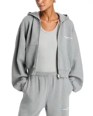 Alexander Wang Zip Up Logo Hoodie - Sidewalk