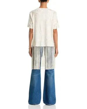 Sea Rafina Eyelet Embellished Fringe Trim Cotton Tee