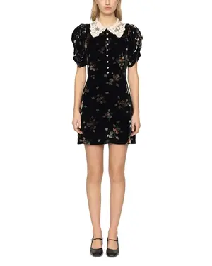 Sea Leda Velvet Puff Sleeve Mini Dress