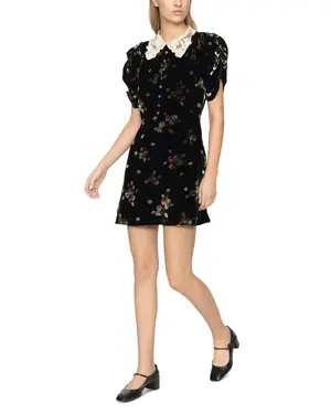 Sea Leda Velvet Puff Sleeve Mini Dress