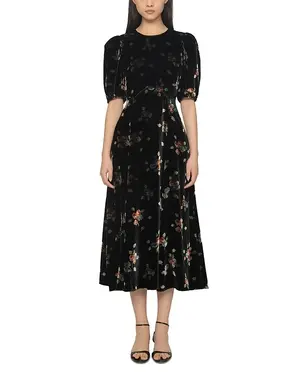 Sea Leda Velvet Midi Dress - Black