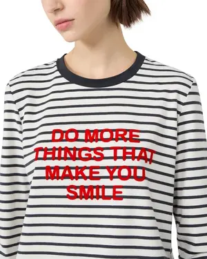 Max Mara Striped Slogan Long Sleeve Tee