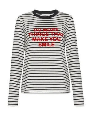Max Mara Striped Slogan Long Sleeve Tee
