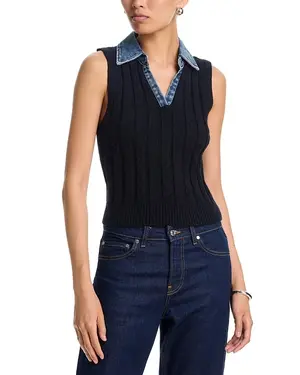 SIX FIFTY Monica Sleeveless Mixed Media Sweater - Black