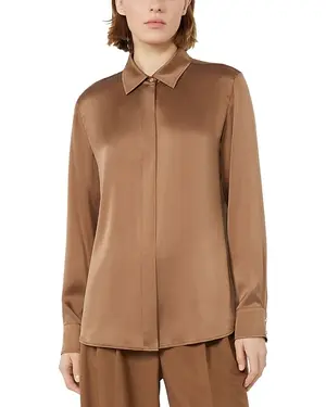 Max Mara Mstxero Silk Blend Shirt - Tobacco