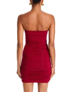 MAYGEL CORONEL Strapless Ruched Embellished Dress