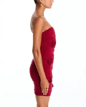 MAYGEL CORONEL Strapless Ruched Embellished Dress