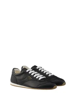 Prada Nappa Leather Lace Up Sneakers - Black